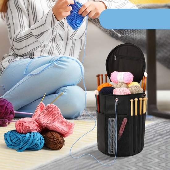 8seasons. PU Wool Yarn Knitting Needle Crochet Tools Storage Bag Organizer Barrel Multicolor ...